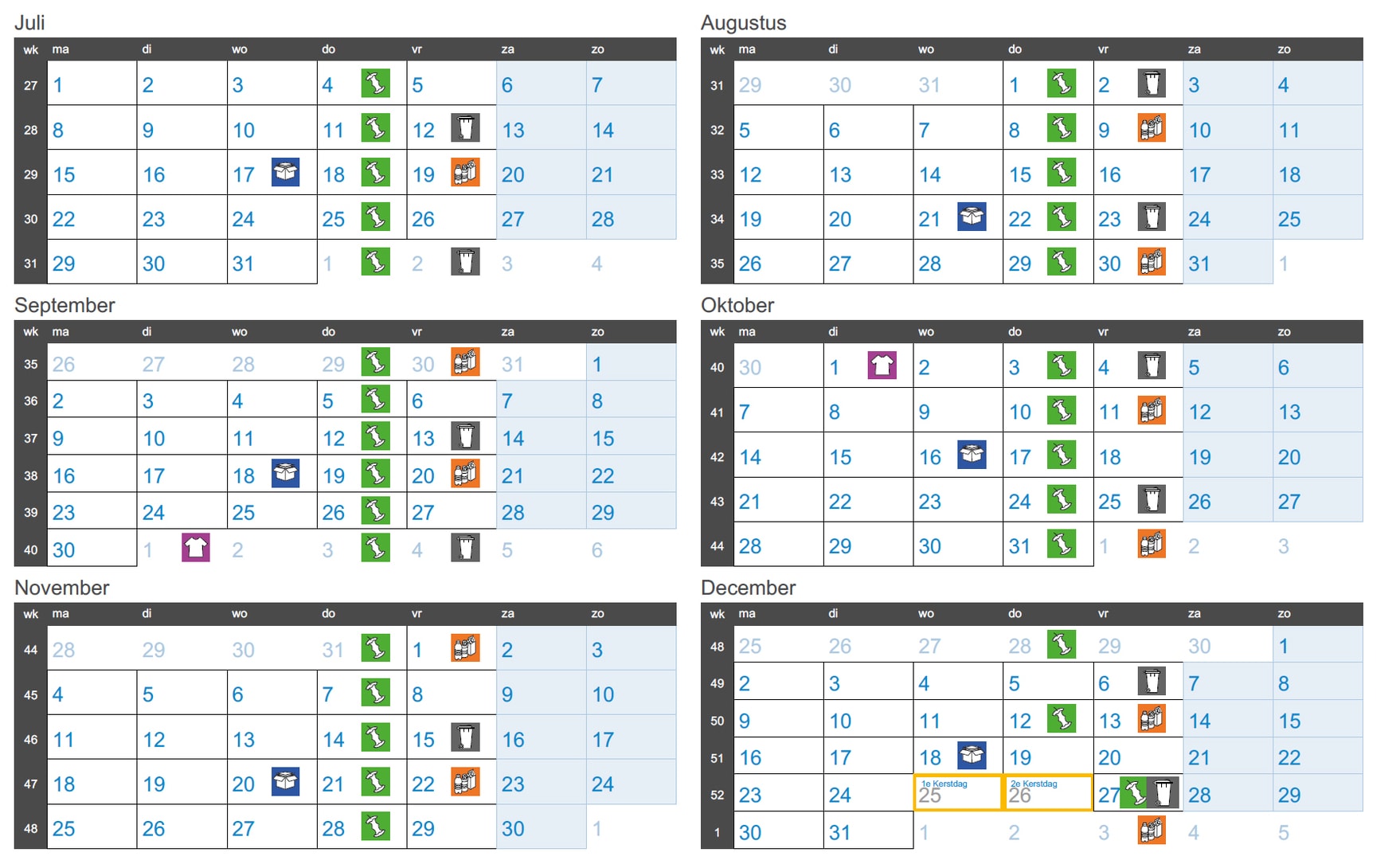 Afvalkalender eerste helft 2026 online | GAD